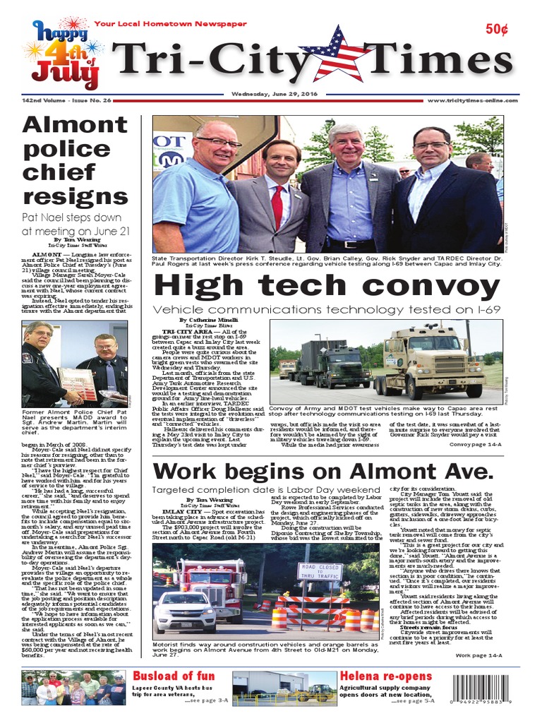 Tri-City Times: Almont Police Chief Resigns | PDF | Ford Motor Company ...
