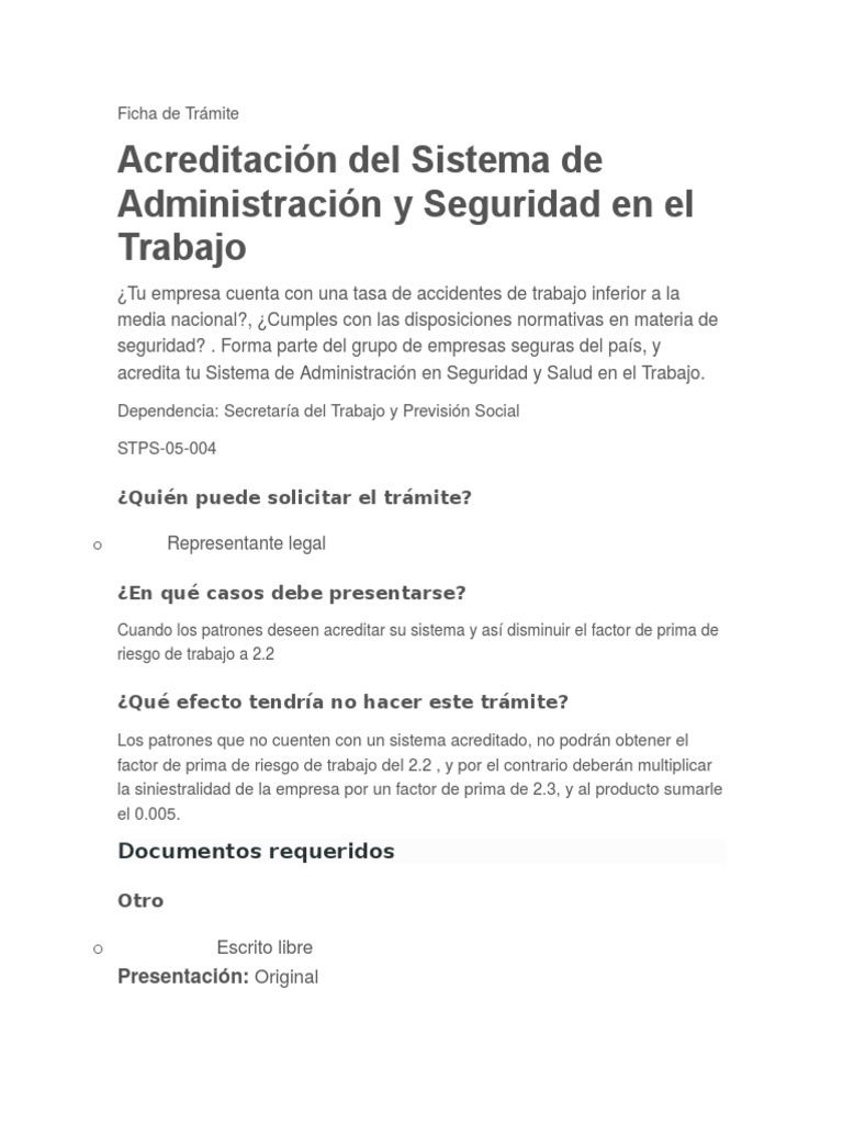 Ficha de Trámite STPS | PDF | México | Gobierno