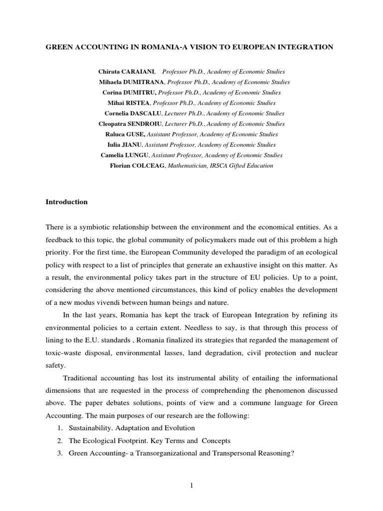 Green Accounting | PDF | Sustainability | Environmental Protection