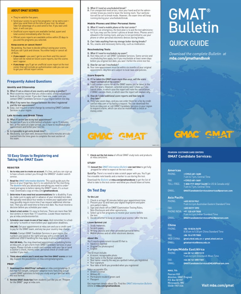Gmat Bulletin: Quick Guide | PDF | Graduate Management Admission Test ...
