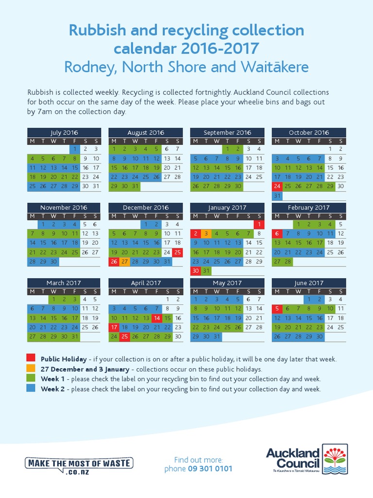 Auckland Council Rubbish Calendar Flyer | PDF