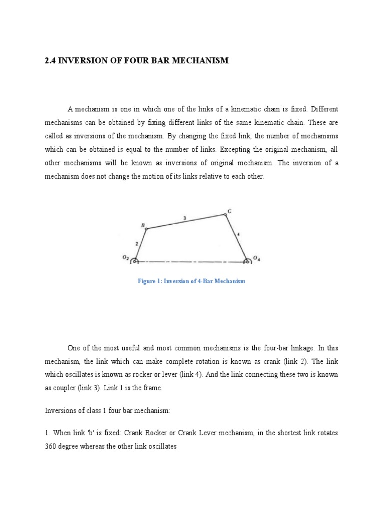 Inversions of Four Bar Mechanisms Explained | PDF | Classical Mechanics ...