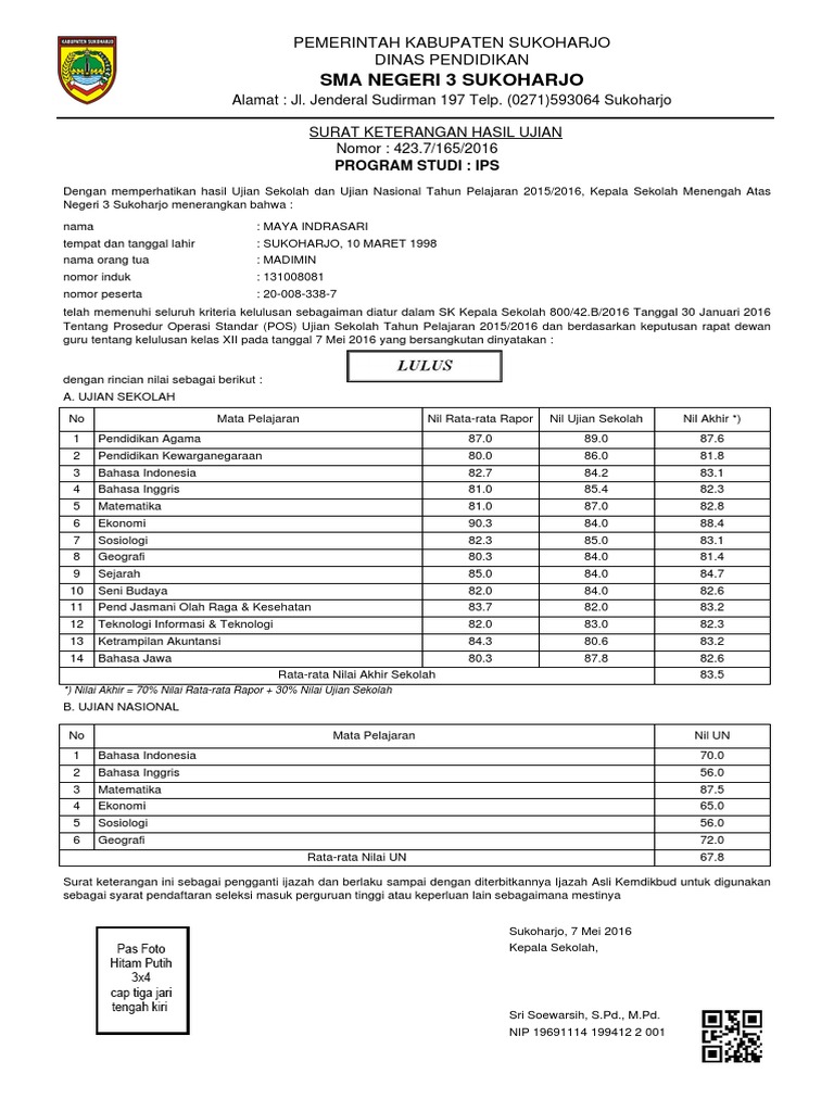 Contoh Format Skhun | PDF