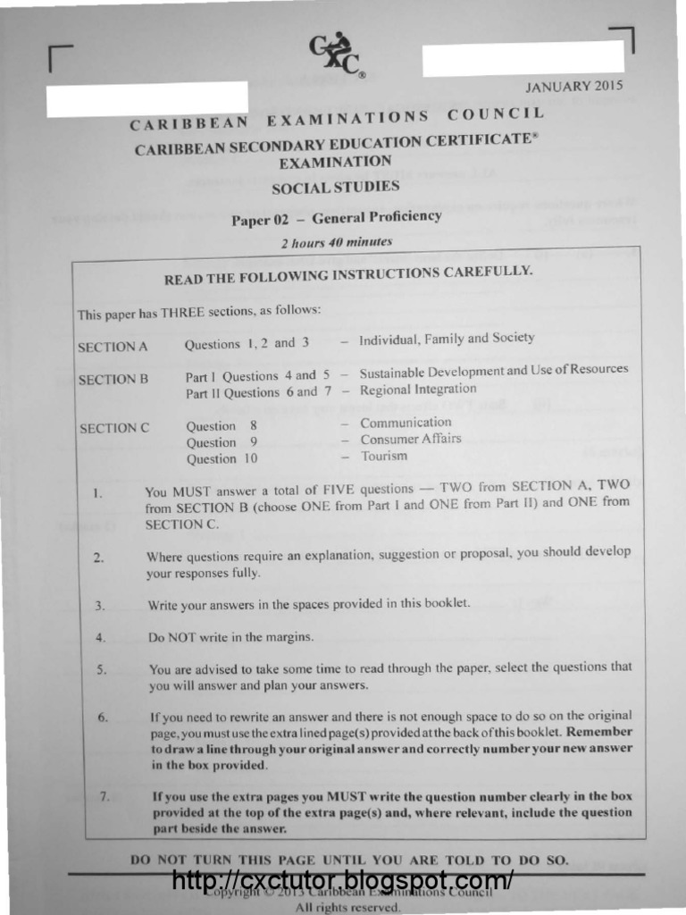 Csec Socialstudies Paper2 Jan2015o | PDF | Essays | Business