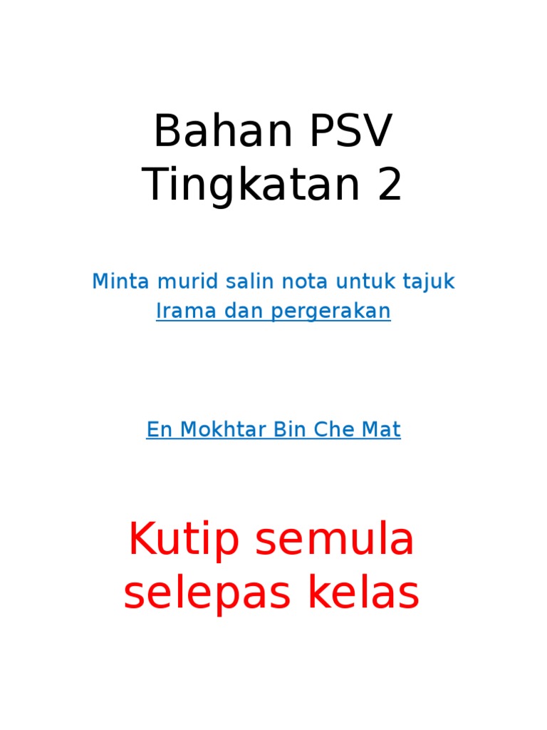 Bahan PSV Tingkatan 2 | PDF