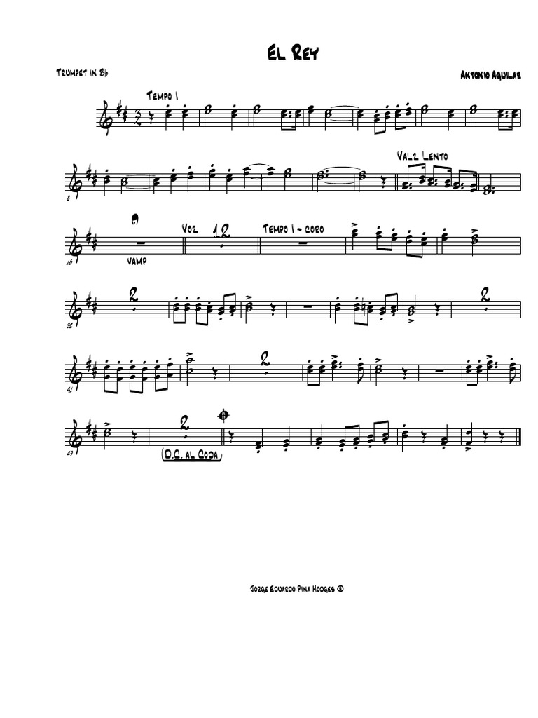El Rey - Trompetas - Antonio Aguilar (Mariachi) | PDF