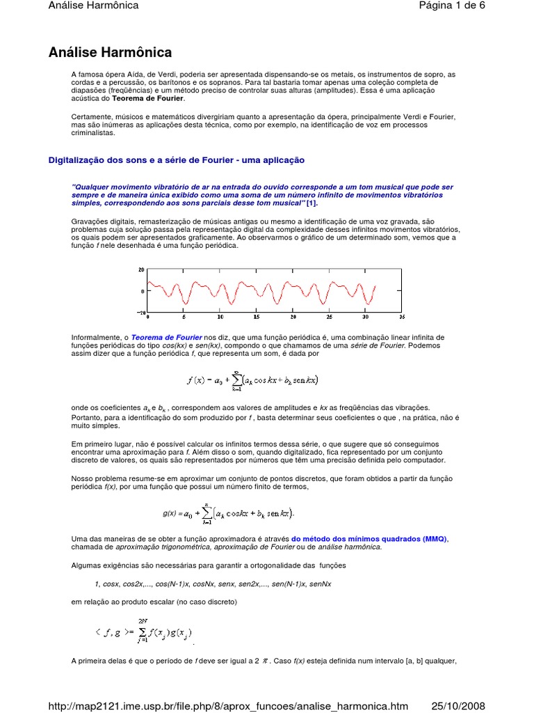 Análise harmônica(1).pdf | Transformada Discreta de Fourier | Cálculo