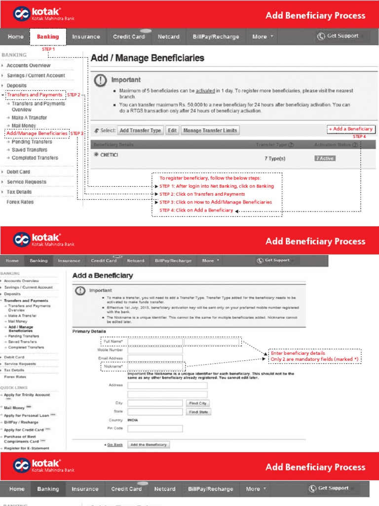 How To Add Beneficiary | PDF | Financial Services | Banking