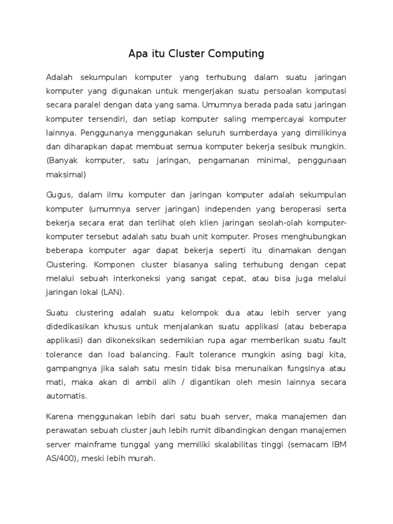 Cluster Computing | PDF