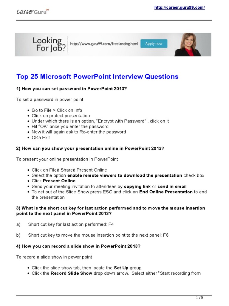 (801797663) Top 25 Interview Questions On Microsoft Powerpoint 2014 ...