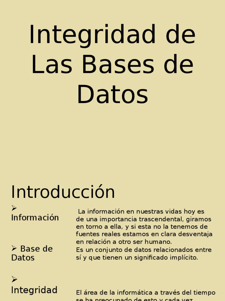 Integridad de Las Bases de Datos | PDF | SQL | Tabla (base de datos)
