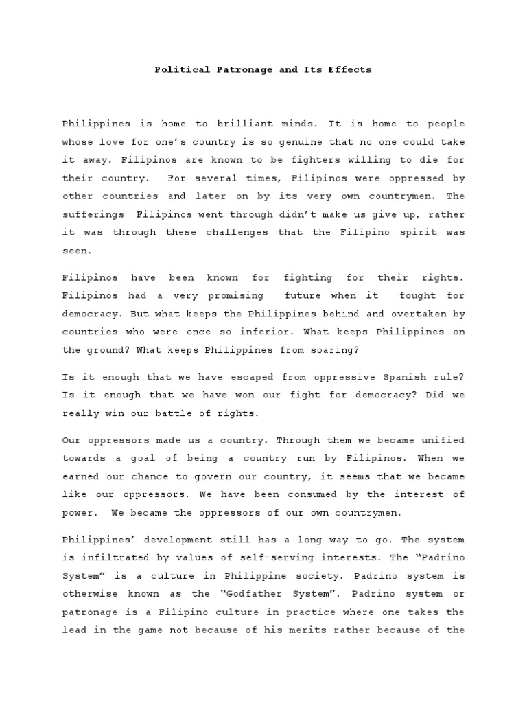 Political Patronage | PDF | Patronage | Philippines