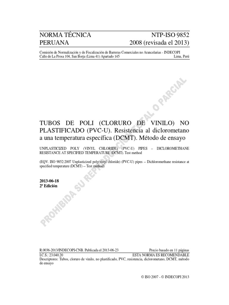 NTP Iso 9852 | PDF | Perú | Evaporación