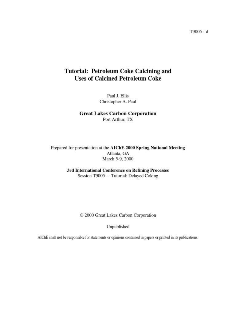 Tutorial Petroleum Coke Calcining and | PDF | Coke (Fuel) | Industrial ...