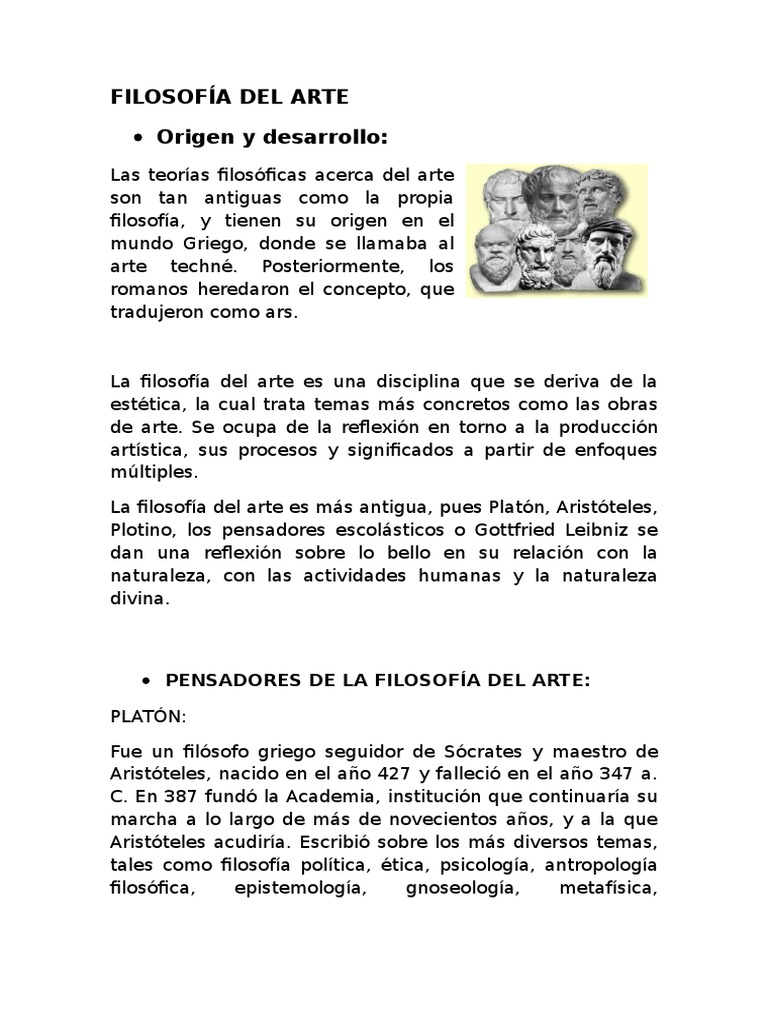 Filosofía del Arte: Perspectivas Clásicas | PDF | Aristóteles | Platón
