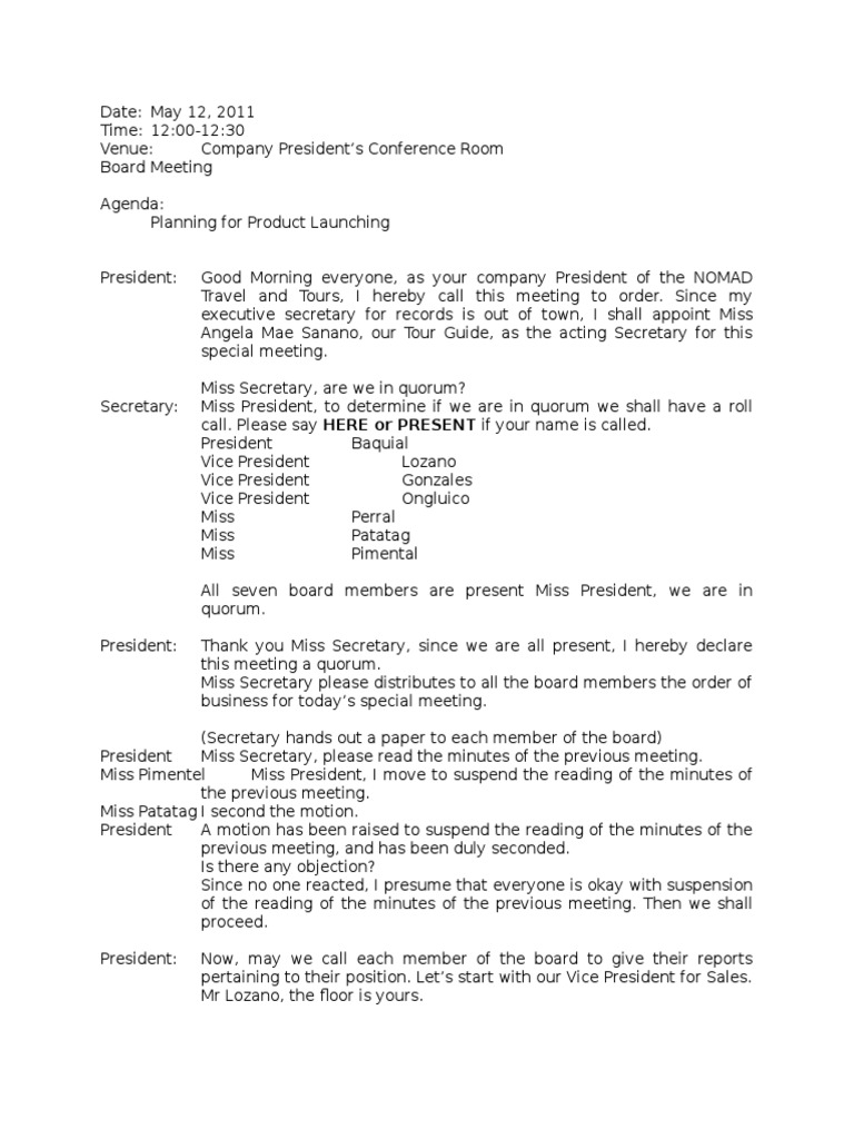 Engl21 NOMAD Business Meeting Script | PDF | Government