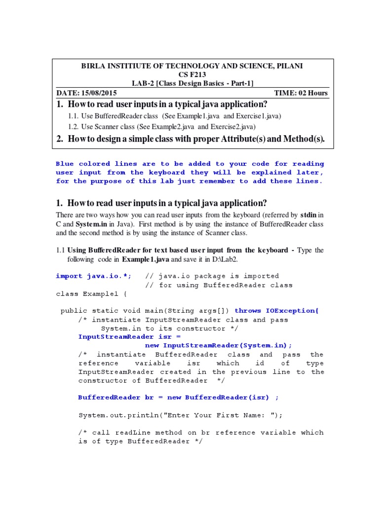 How To Read User Inputs in A Typical Java Application? | PDF | Java (Programming Language ...