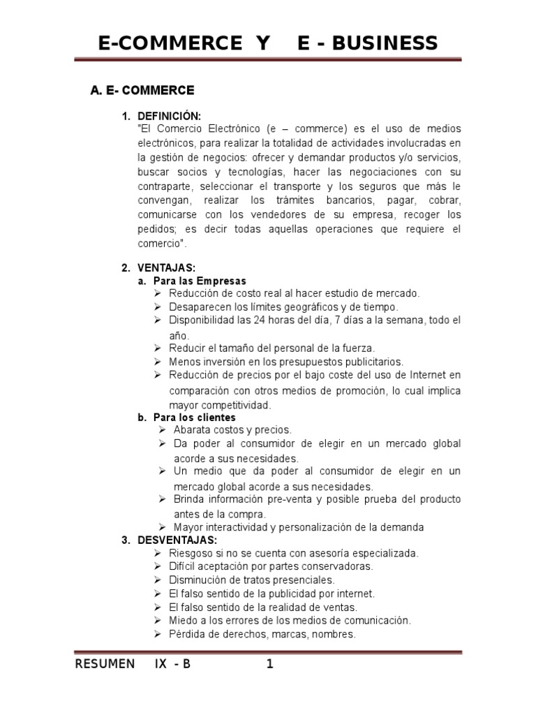 Resumen de E-Commerce y E - Bussines | PDF | Comercio electrónico | Marketing
