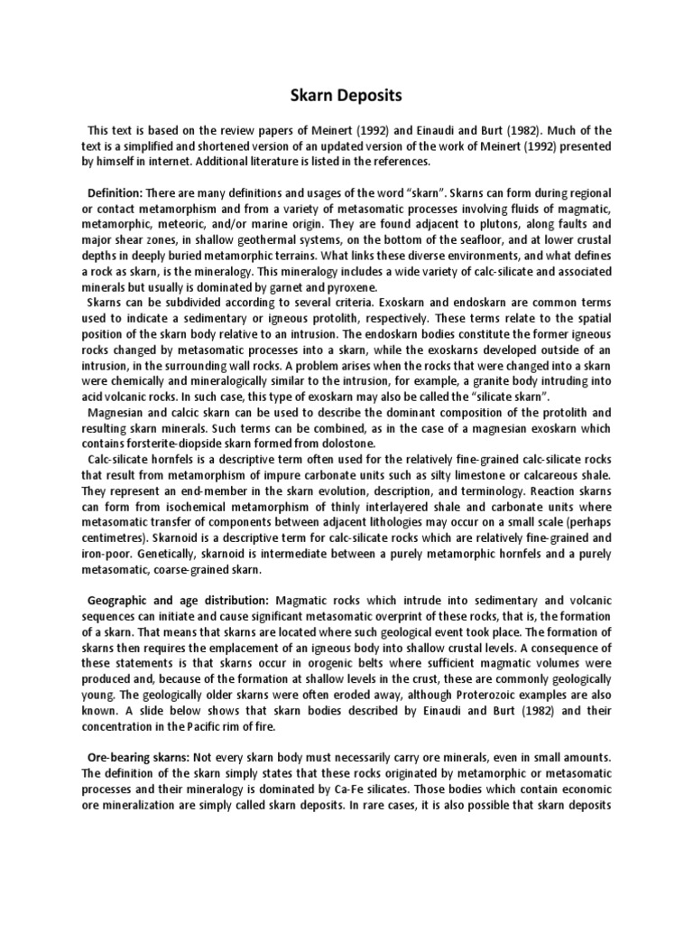 7 Skarn Deposits PDF | PDF | Igneous Rock | Minerals