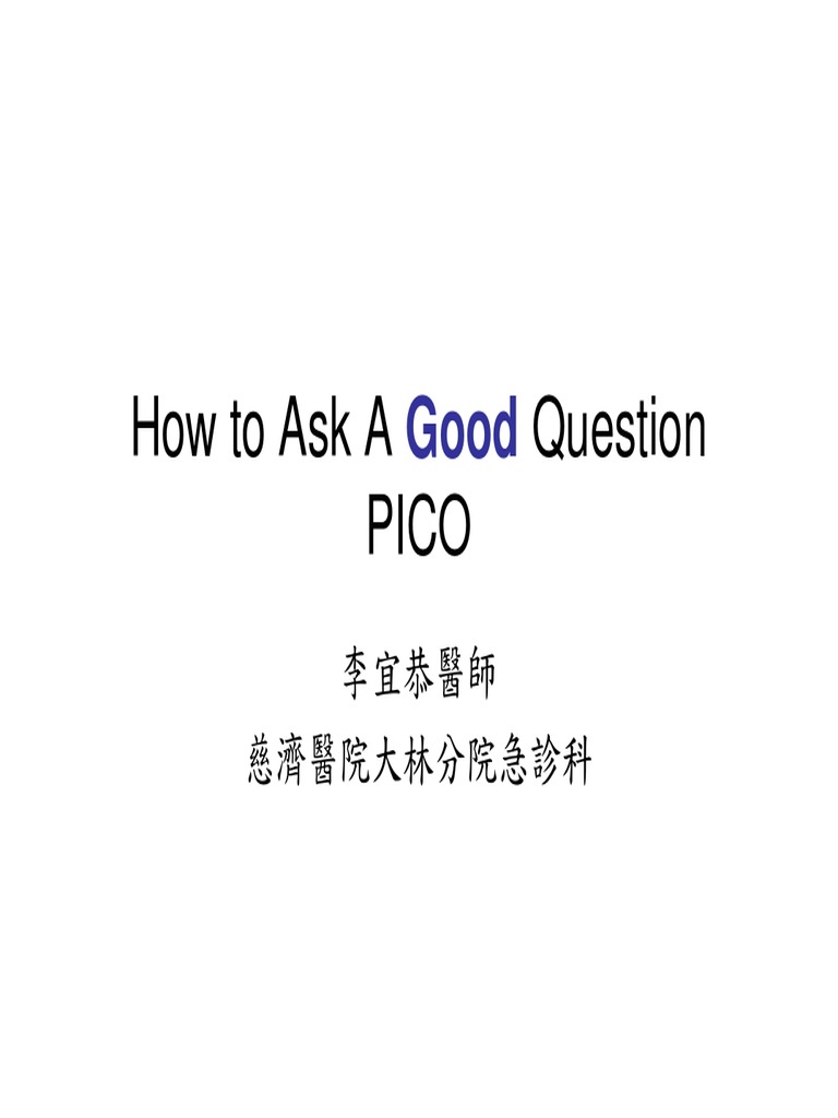Good PICO Question | PDF | Concussion | Randomized Controlled Trial