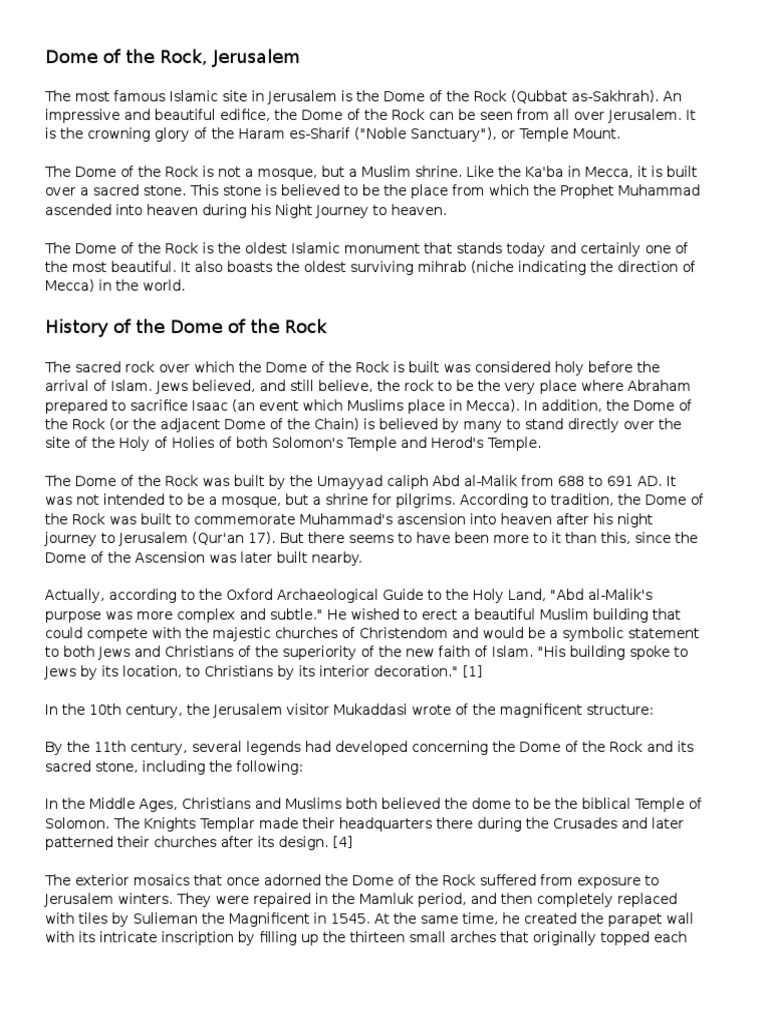 Dome of The Rock | PDF | Temple Mount | Temple In Jerusalem