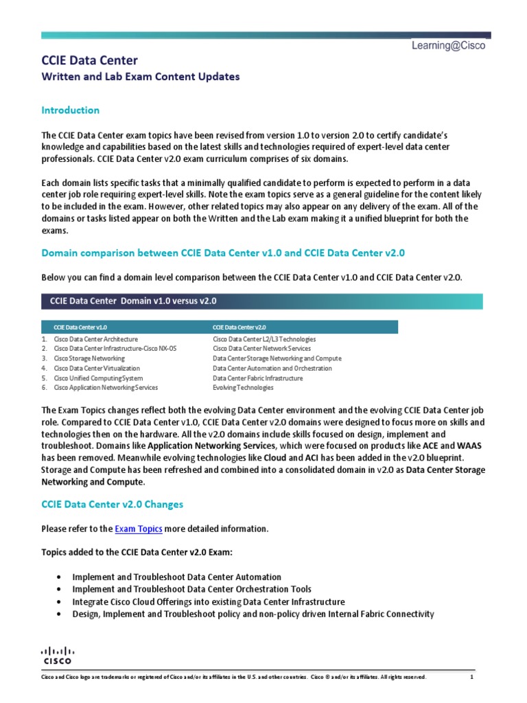 CCIE Data Center: Written and Lab Exam Content Updates | PDF | Data ...