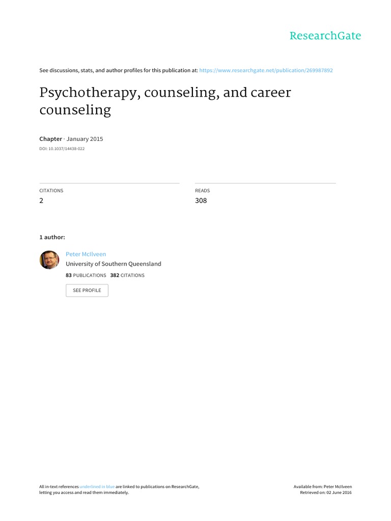APA Handbook of Career Intervention | PDF | Psychotherapy | Diagnostic ...