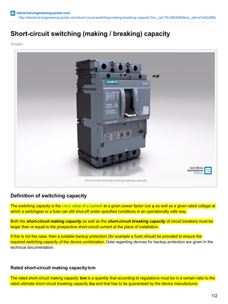 Short-Circuit Switching Making Breaking Capacity | PDF | Fuse ...
