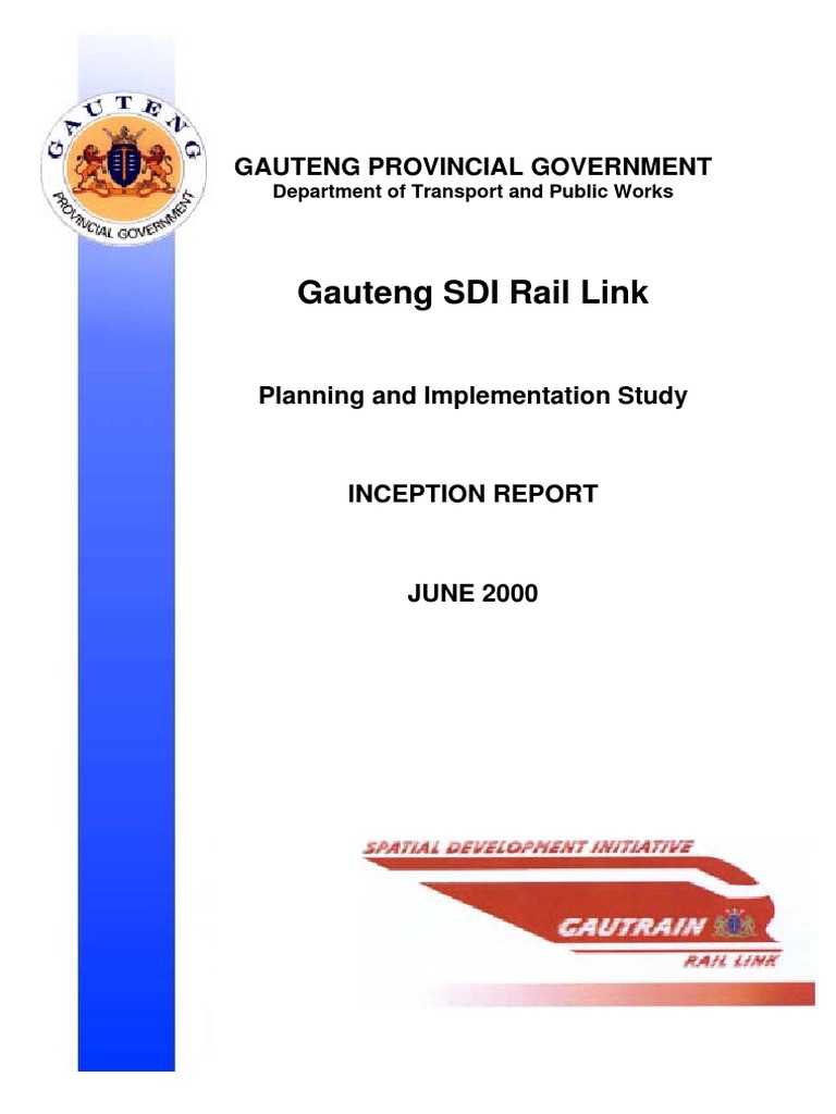Gauteng SDI Rail Link Inception Report | PDF