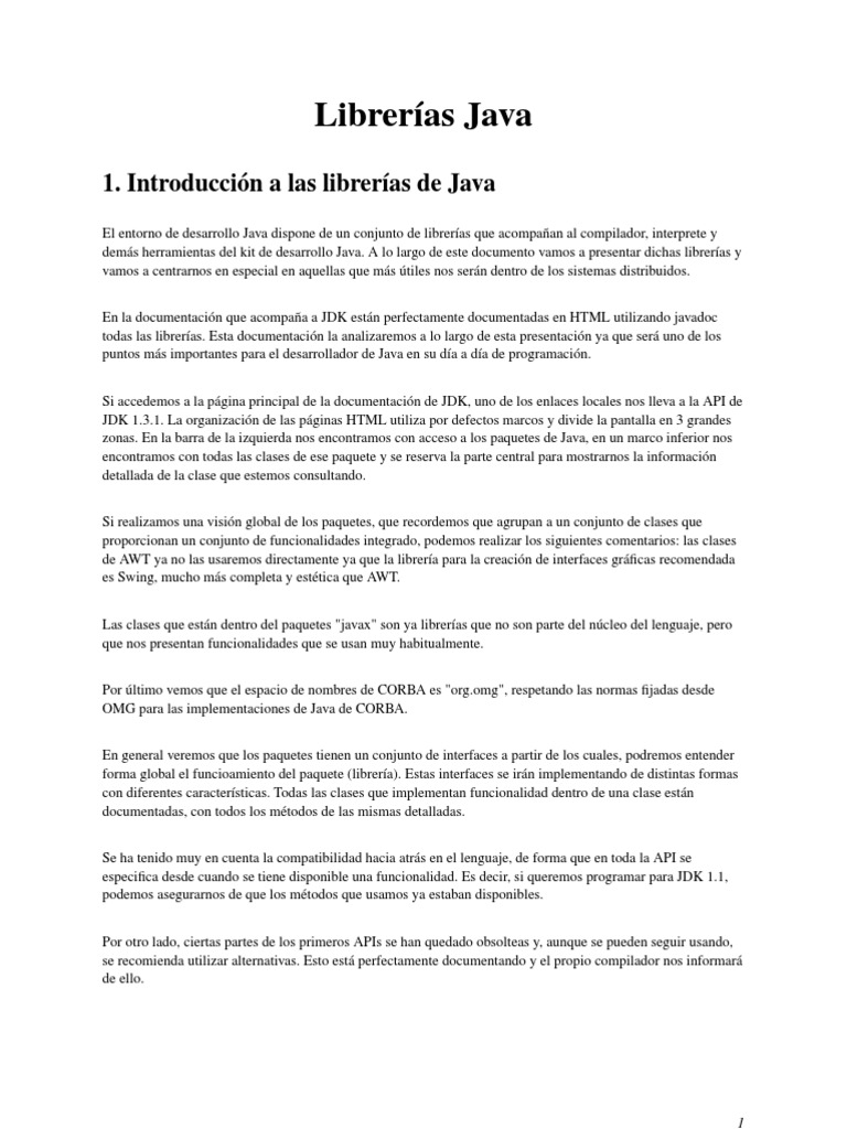 Librerias Java | Descargar gratis PDF | Páginas del servidor Java | Java (lenguaje de programación)