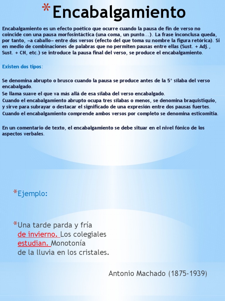 Encabalgamiento: Tipos y Ejemplos | PDF