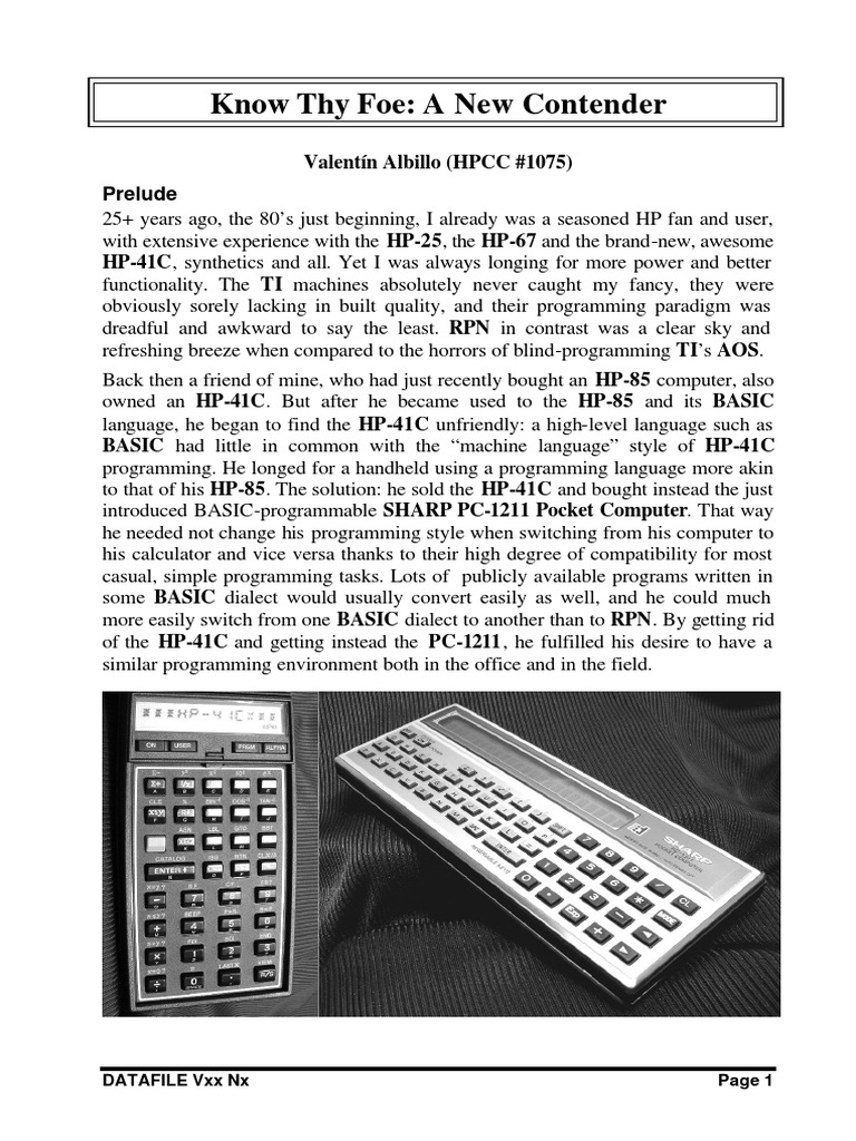 Sharp Pc-1211 Hp41c | PDF | Subroutine | Variable (Computer Science)