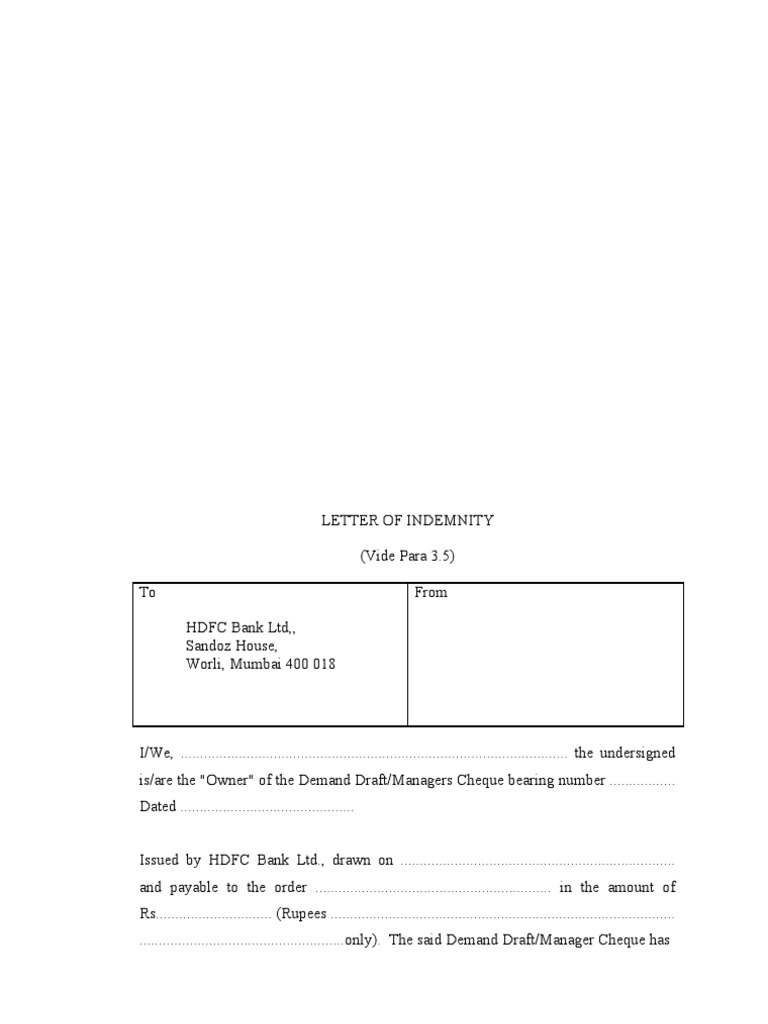 Letter of Indemnity | PDF