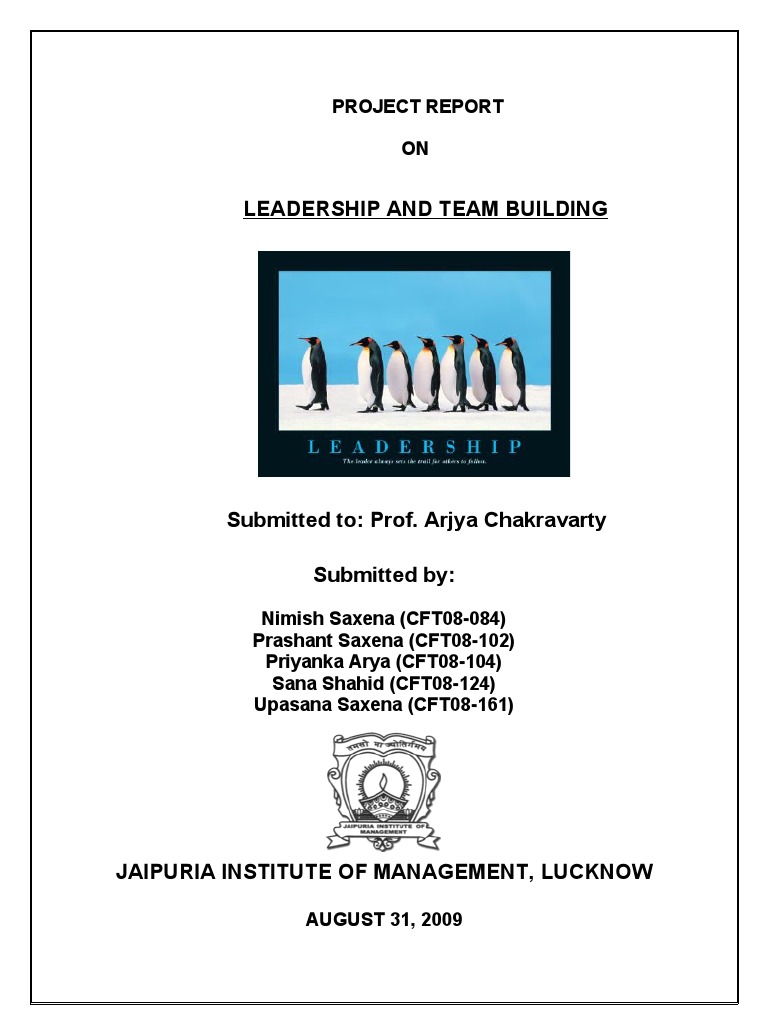 Project On Leadership and Team Building | PDF | Leadership | Motivation