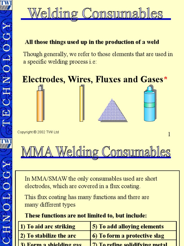 Consumables General Powerpoint Pdf Welding Construction