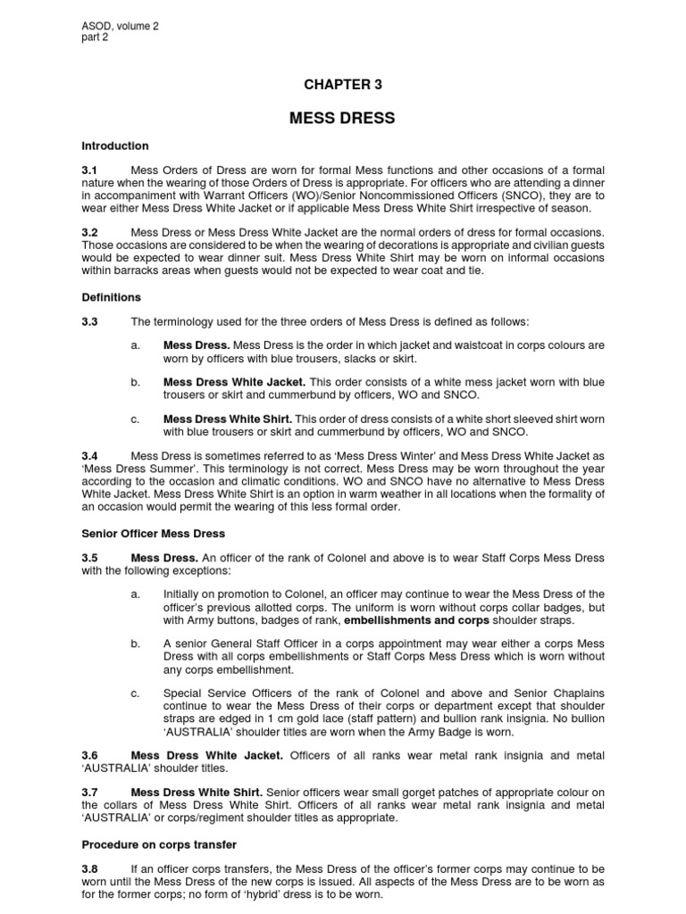 Mess Dress (Australia) | PDF | Uniforms | Dress Codes