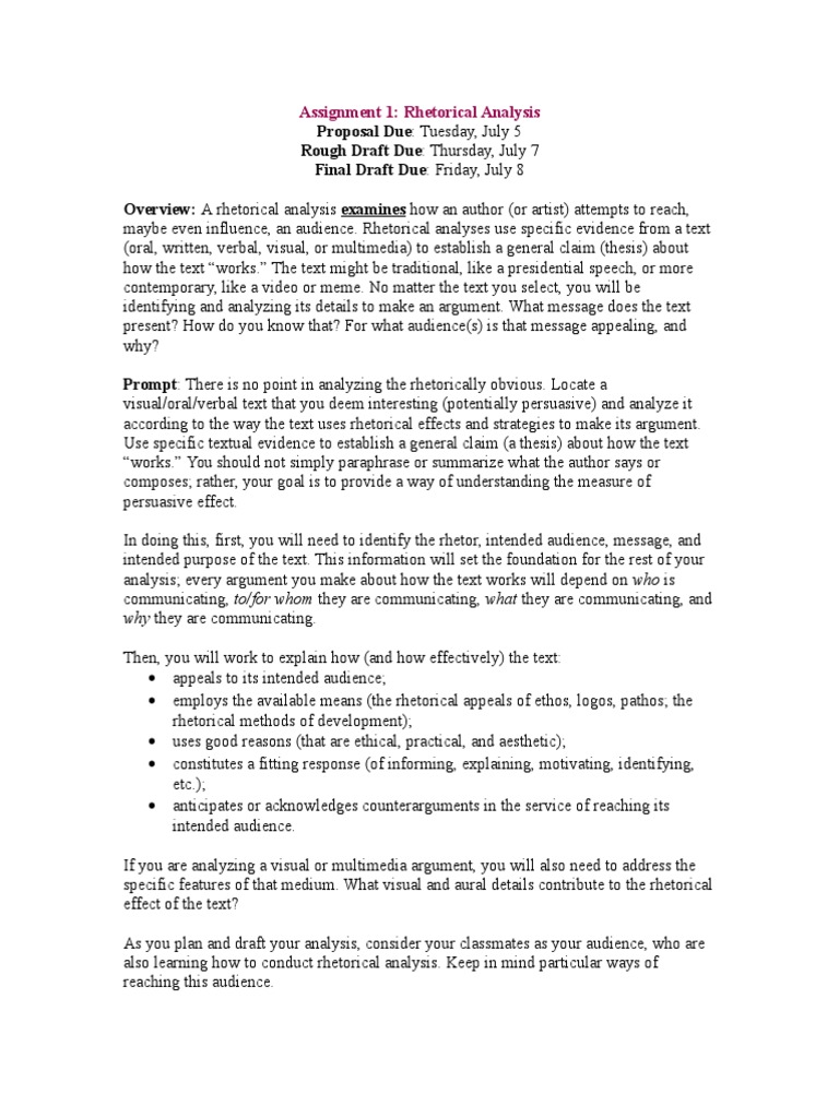 Assignment 1: Rhetorical Analysis: Why They Are Communicating | PDF ...