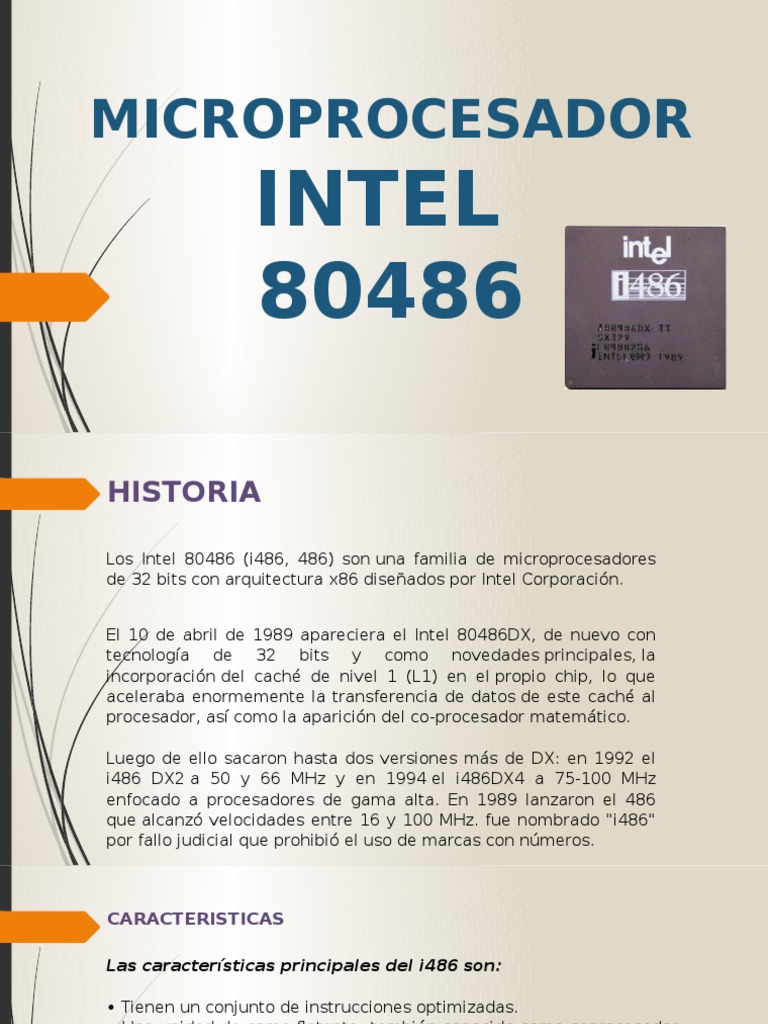 Prensentacion Intel 80486 | PDF | Microprocesador | Ingeniería Electrónica