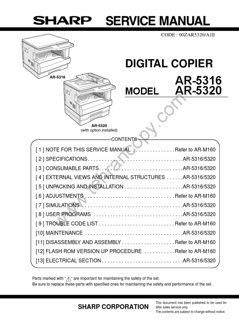 Sharp AR 5316 - 5320 Service Manual | PDF | Soldering | Booting