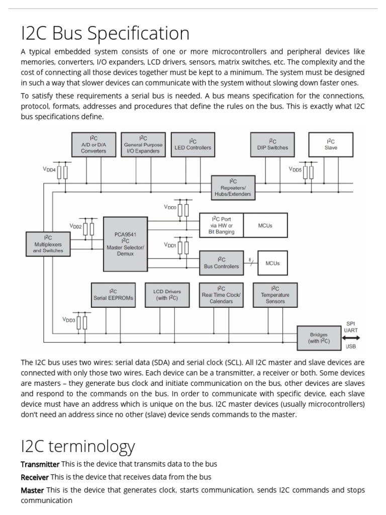 I2C Bus Specification | Data Transmission | Computer Data