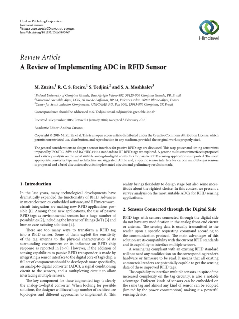 A Review of Implementing ADC in RFID Sensor | PDF | Analog To Digital ...