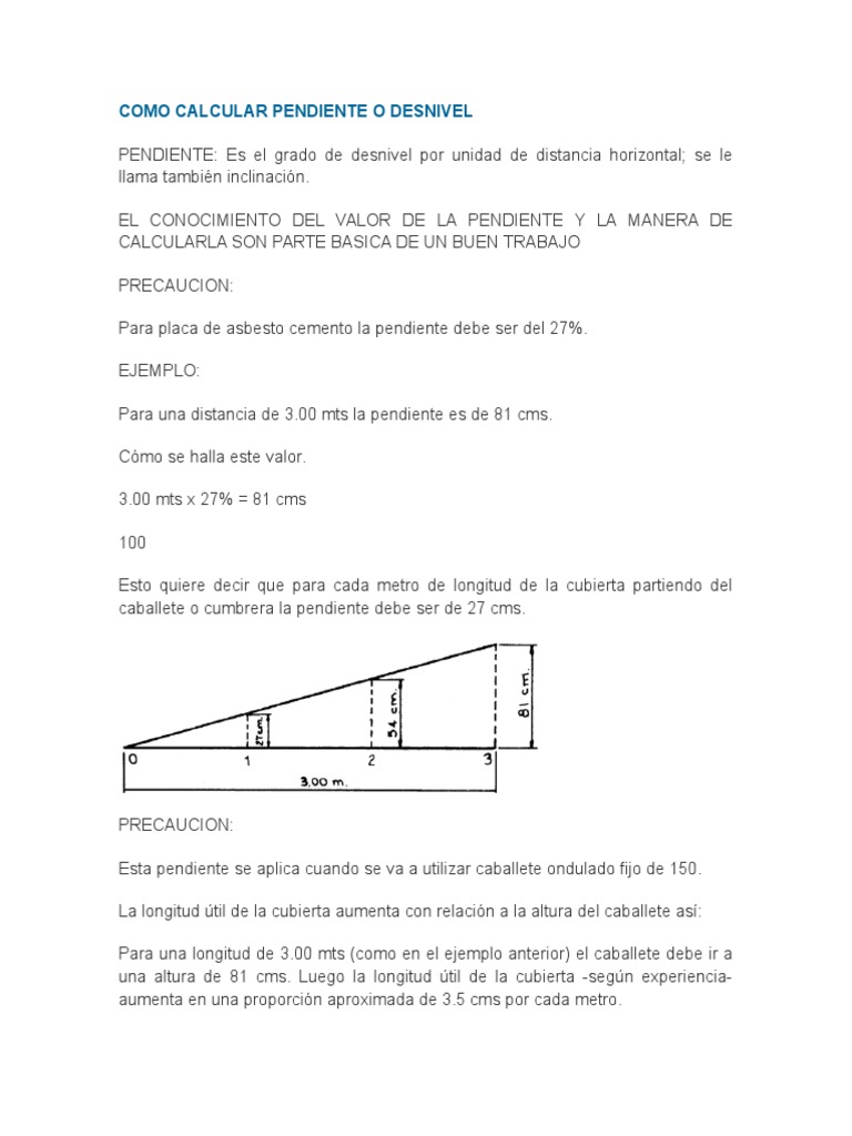 Cálculo de Pendiente y Desnivel | PDF