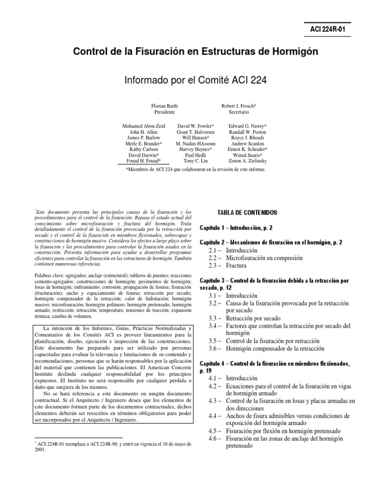 Control de Fisuración en Hormigón ACI 224R-01 | PDF | Mecánica de ...