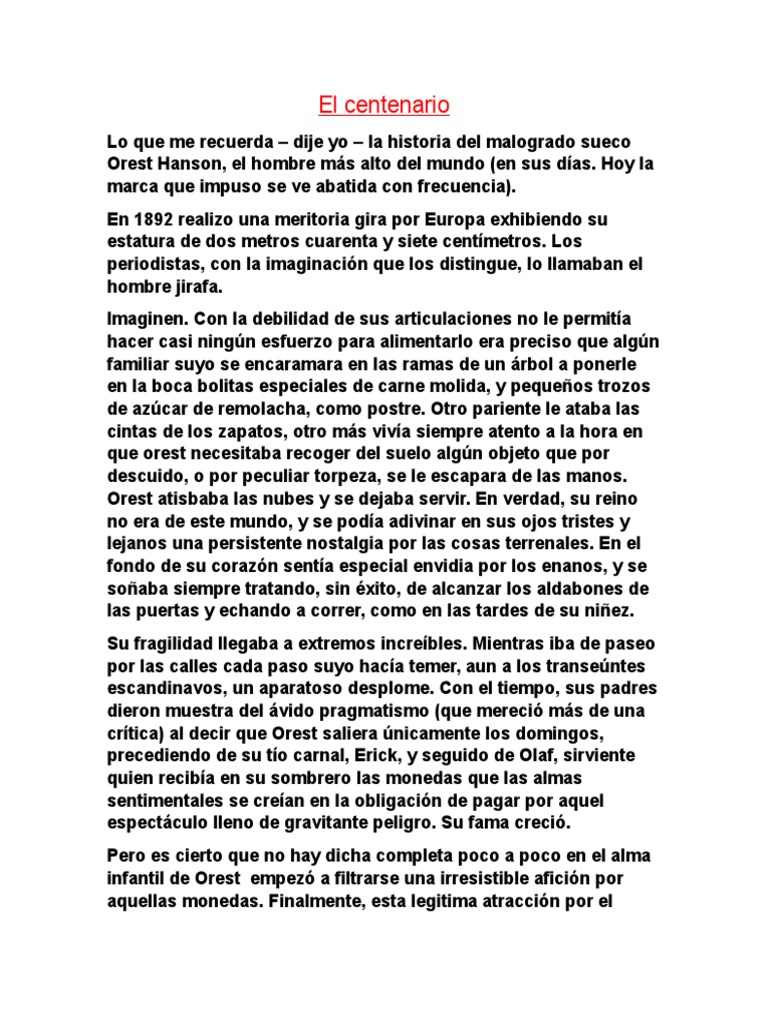 El Centenario Tercera Unidad | PDF