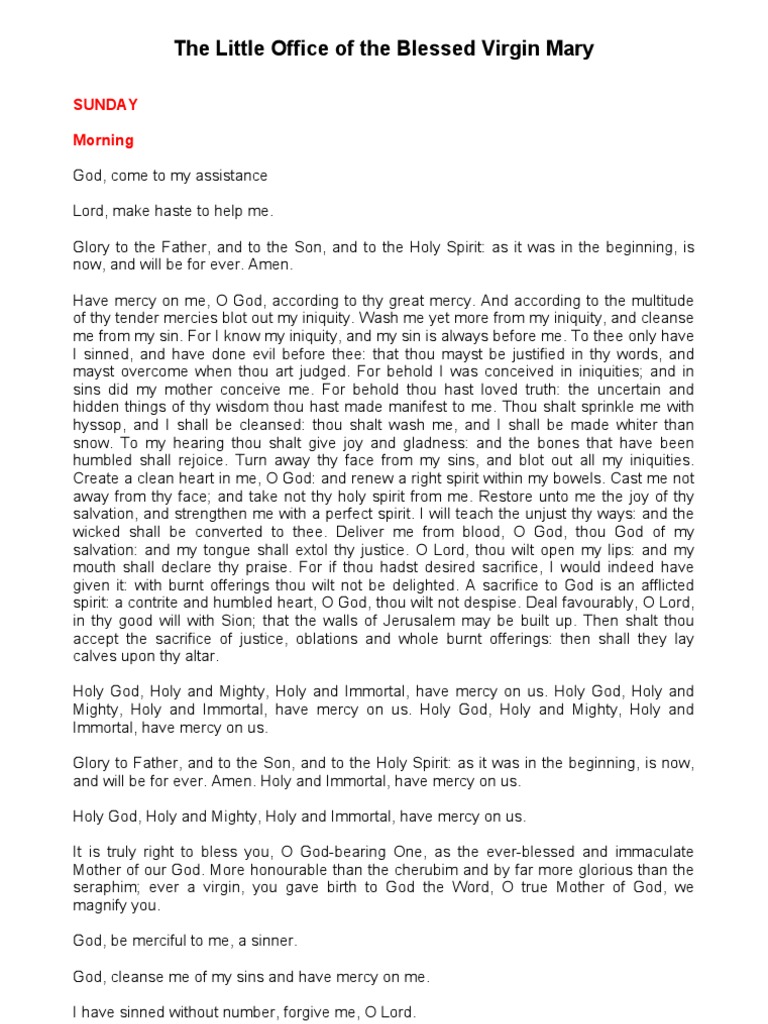 The Little Office of The Blessed Virgin Mary | PDF | Mary, Mother Of ...