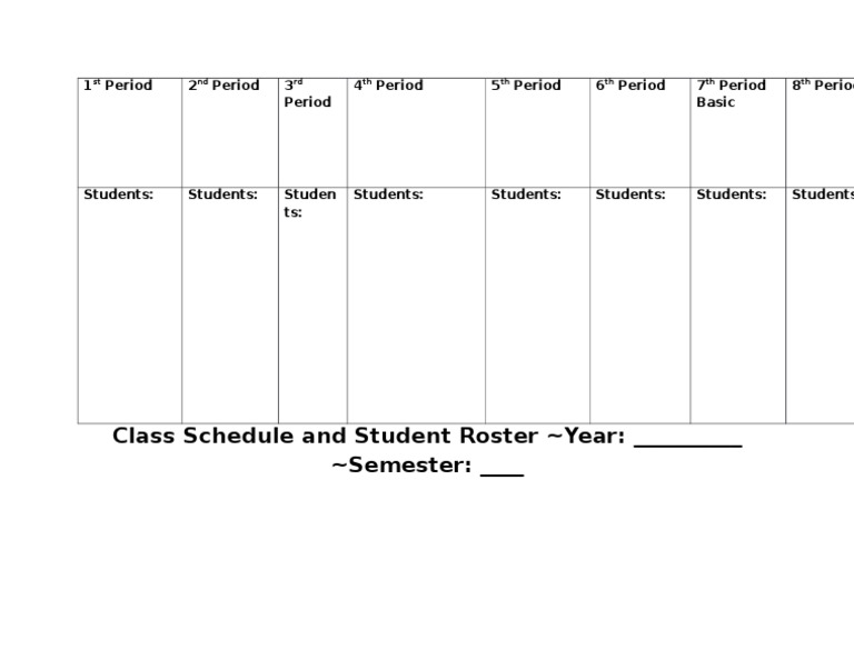 Class Schedule and Student Roster | PDF
