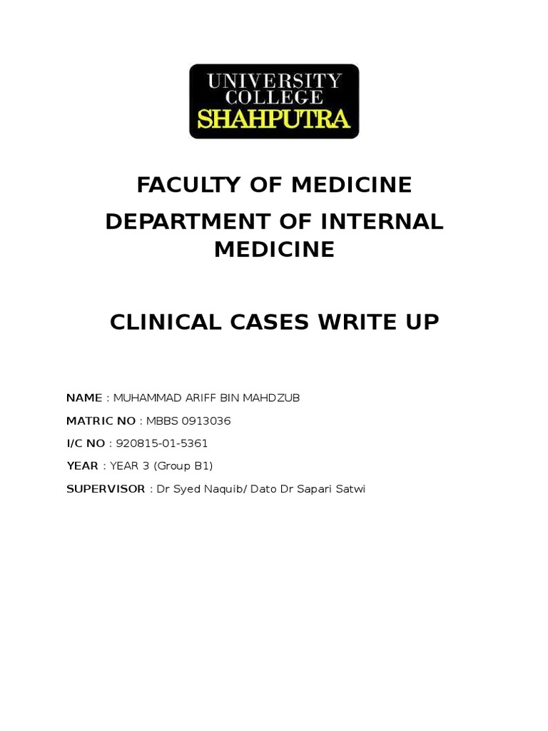 Internal Medicine Case Write Up 1 | PDF | Myocardial Infarction ...