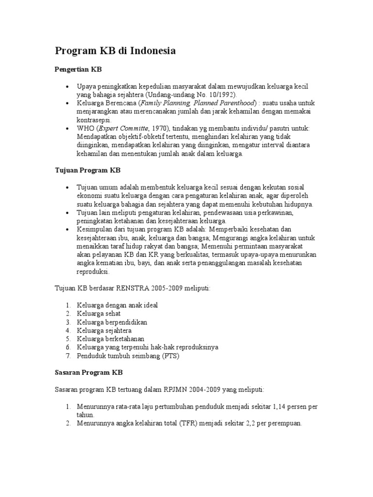 Program KB: Sasaran dan Strategi | PDF | Kesehatan Holistik