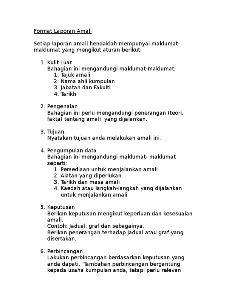 Format Laporan Amali 2016 | PDF