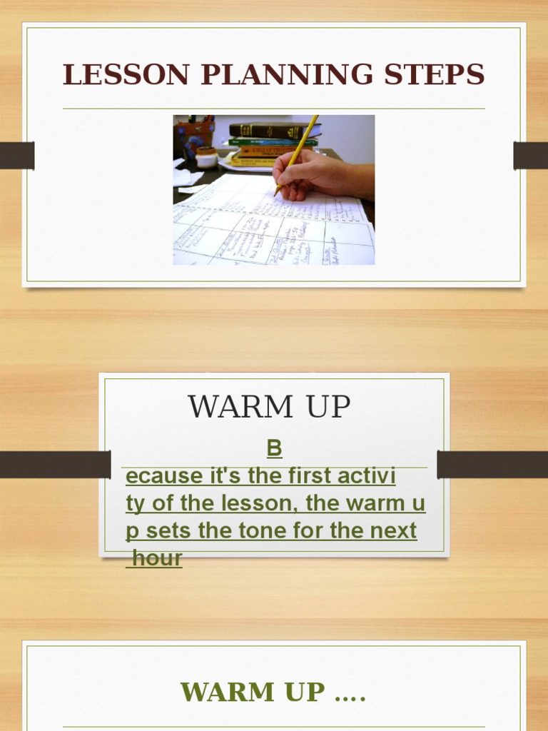stages of a lesson plan - warm up | Lesson Plan | Neuropsychological ...